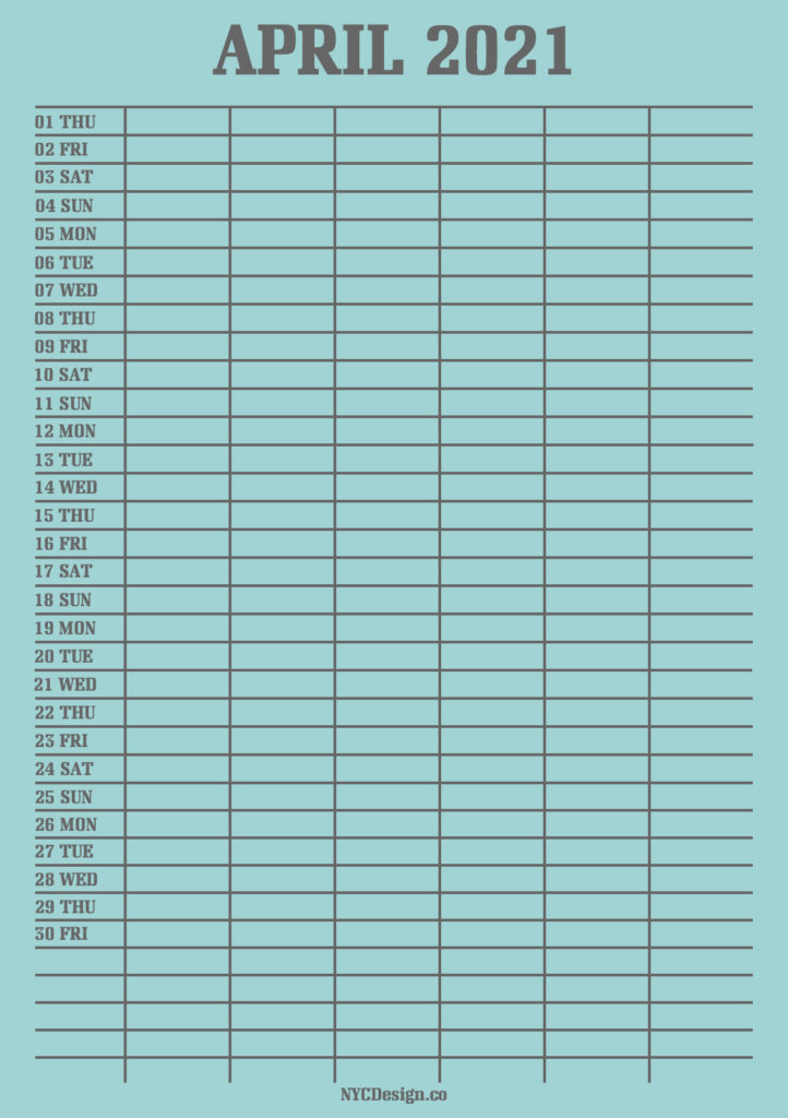 2021 Monthly Calendars, Planners, Printable Free, Turquoise – Planners ...