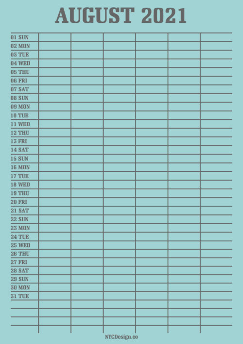 2021 Monthly Calendars, Planners, Printable Free, Turquoise – Planners ...