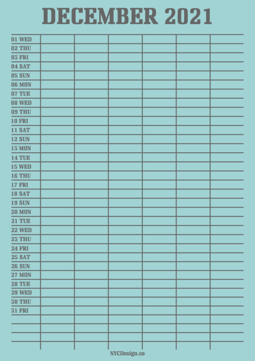 2021 Monthly Calendars, Planners, Printable Free, Turquoise – Planners ...