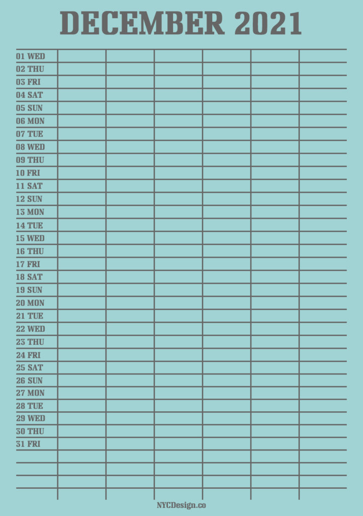 2021 Monthly Calendars, Planners, Printable Free, Turquoise – Planners ...