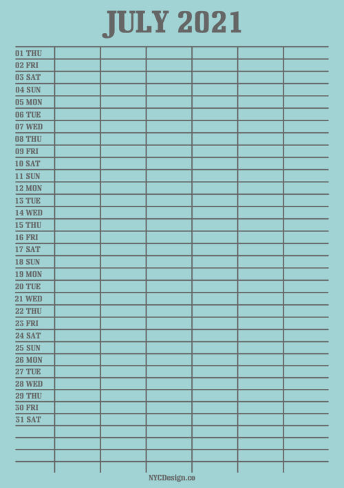 2021 Monthly Calendars, Planners, Printable Free, Turquoise – Planners ...