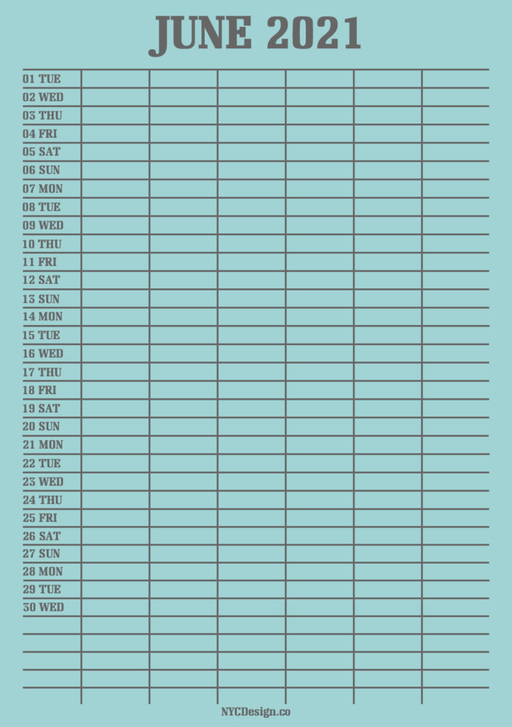 2021 Monthly Calendars, Planners, Printable Free, Turquoise – Planners ...