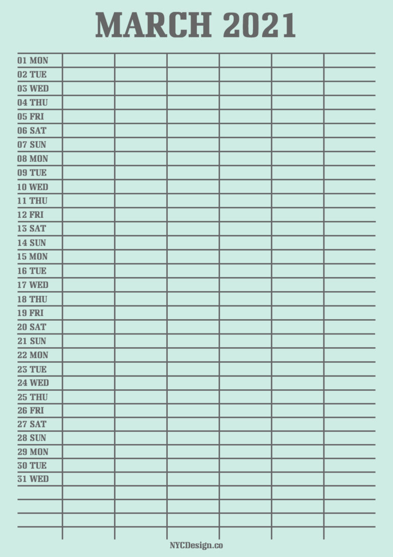 2021 Monthly Calendars, Planners, Printable Free, Green – Planners for ...