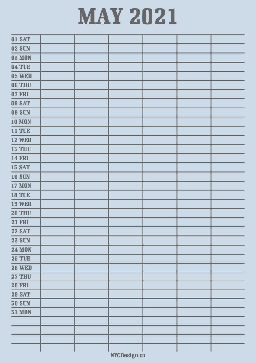 2021 Monthly Calendars, Planners, Printable Free, Blue – Planners for ...