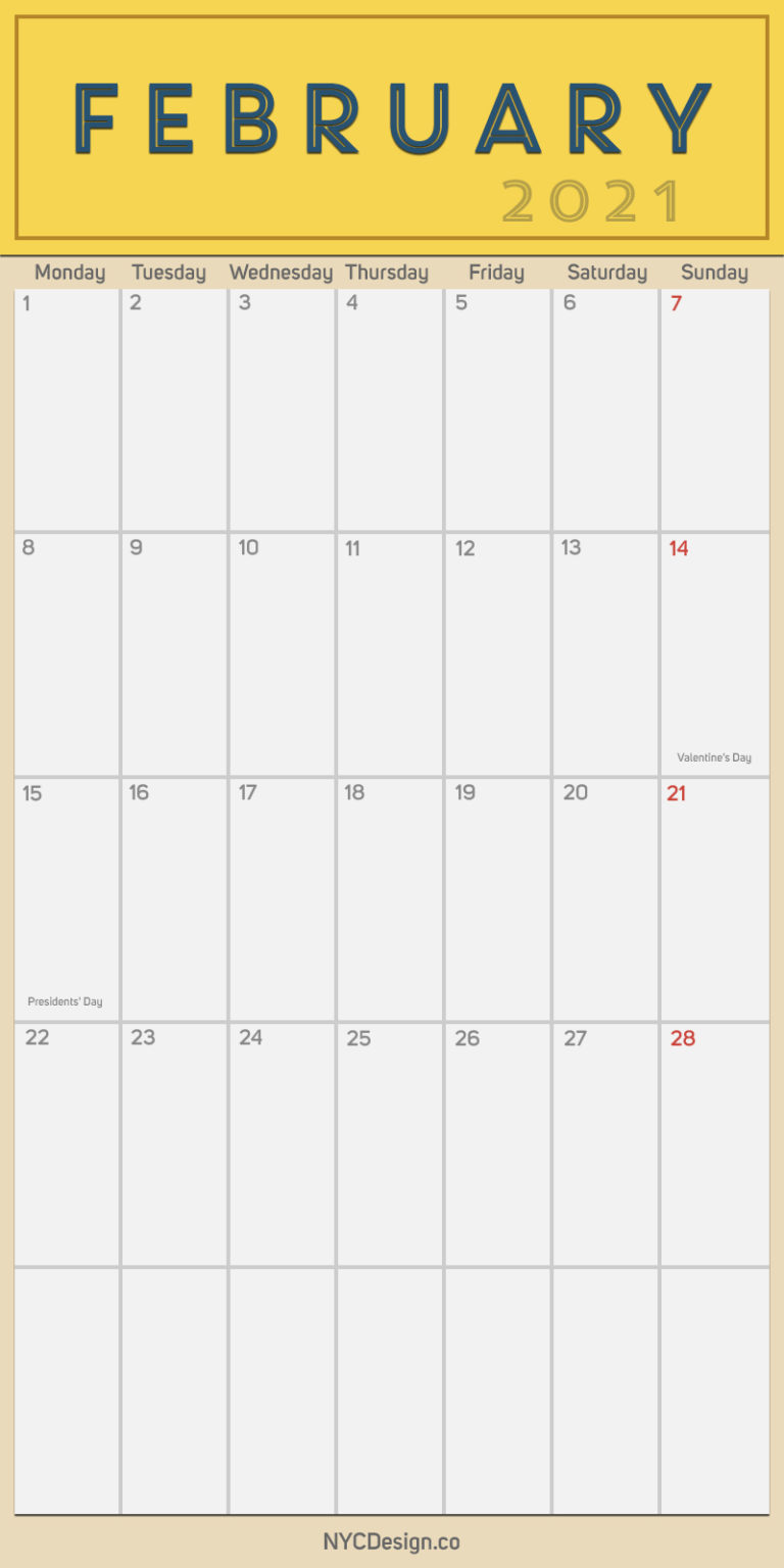2021 February – Monthly Calendar with Holidays, Printable Free, PDF ...