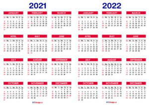 2021 – 2022 Two Year Calendar with Holidays, Printable Free – NYCDesign ...