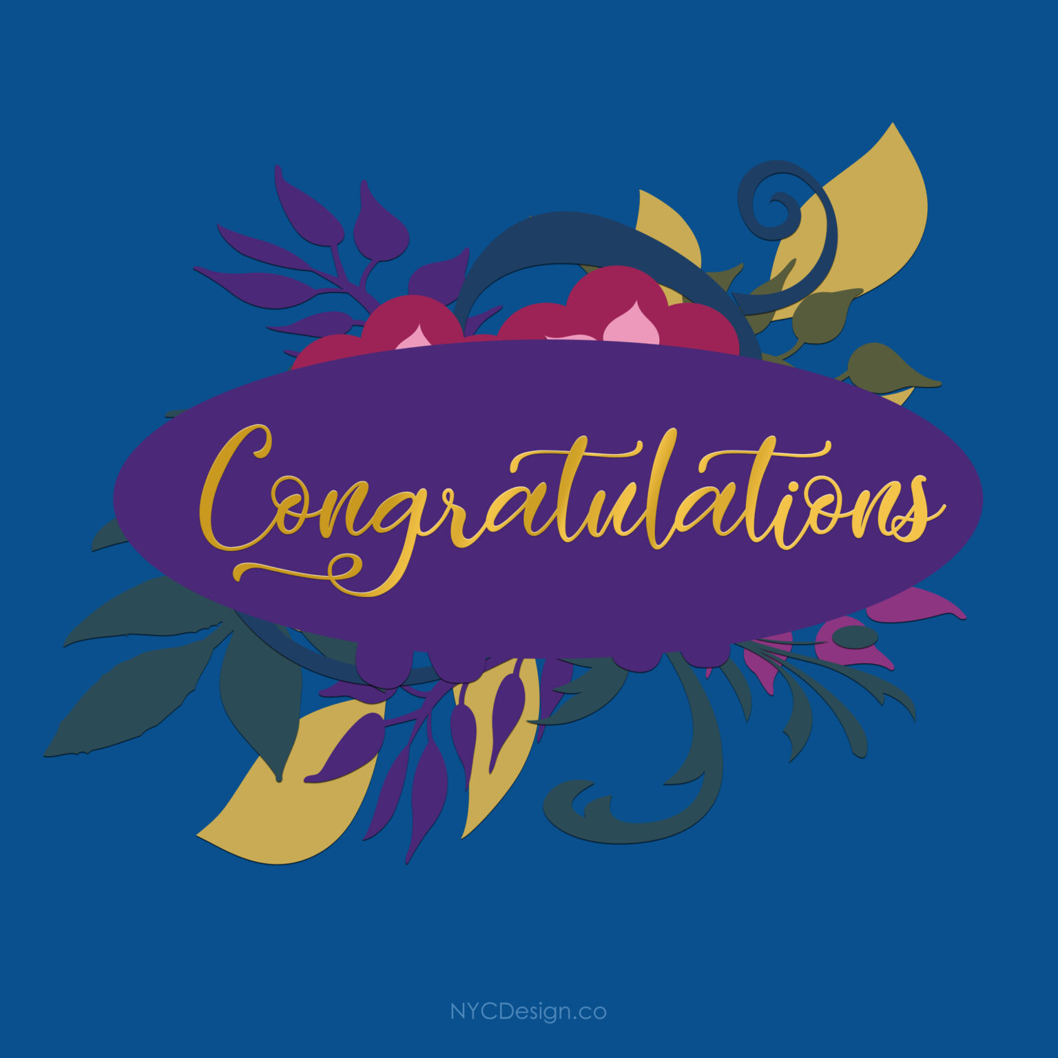 Congratulations Card, Free, Printable: Floral, Blue, Purple – NYCDesign ...