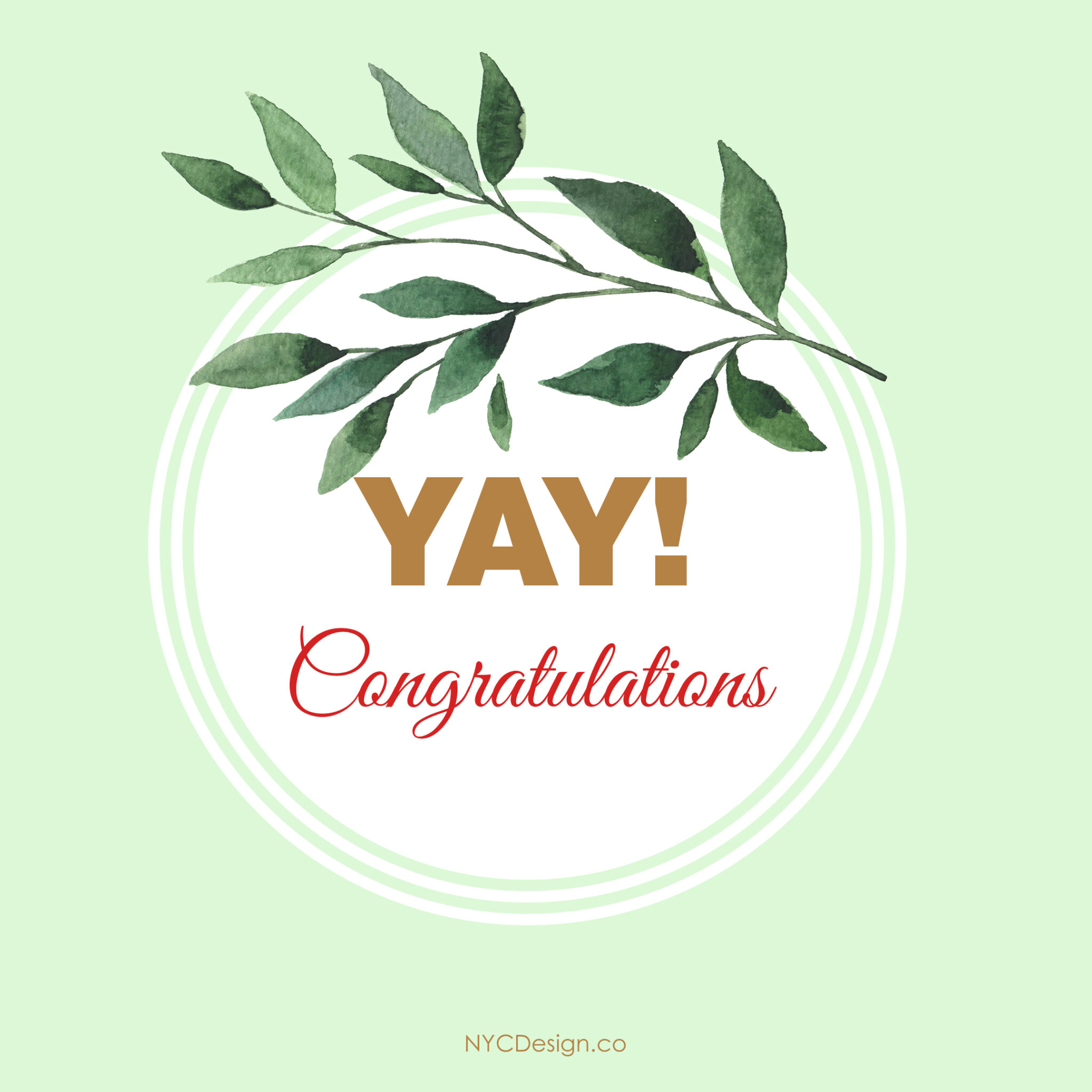 Congratulations Card, Free, Printable: Floral, Green – NYCDesign.co ...