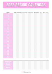 2022 Period Calendar, Printable, Free – Pink – NYCDesign.co: Printable ...
