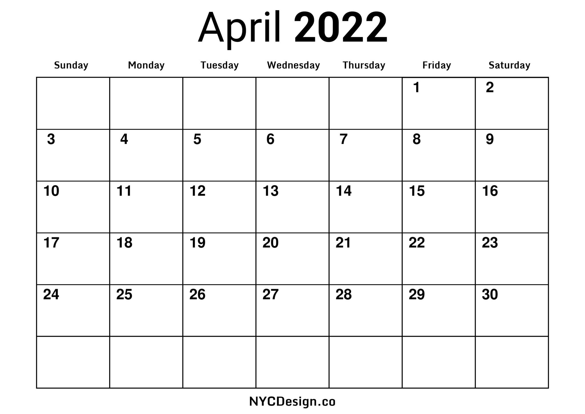 2022 Monthly Calendar & Planner, Modern Printable Free, Horizontal ...