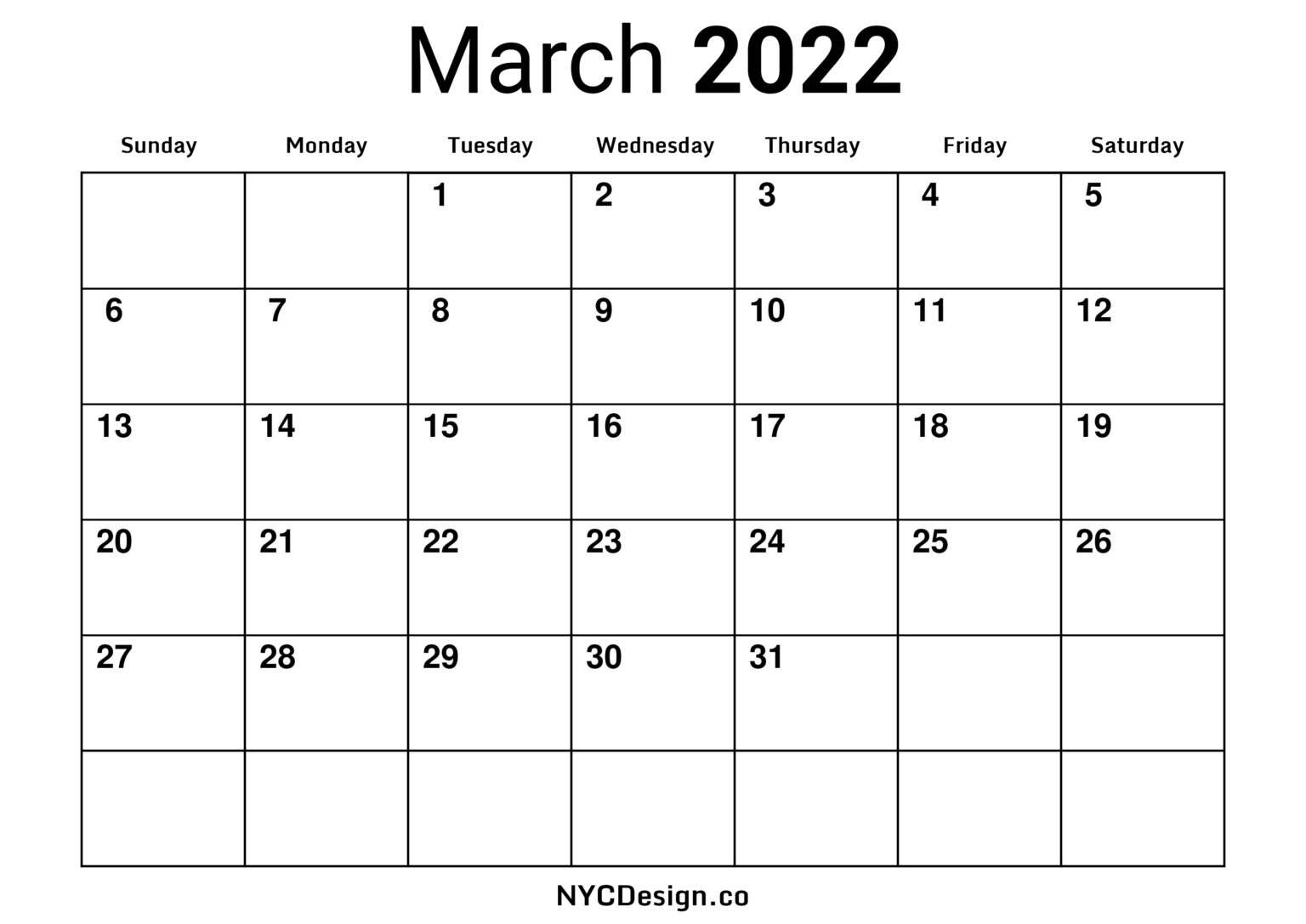 2022 Monthly Calendar & Planner, Modern Printable Free, Horizontal ...
