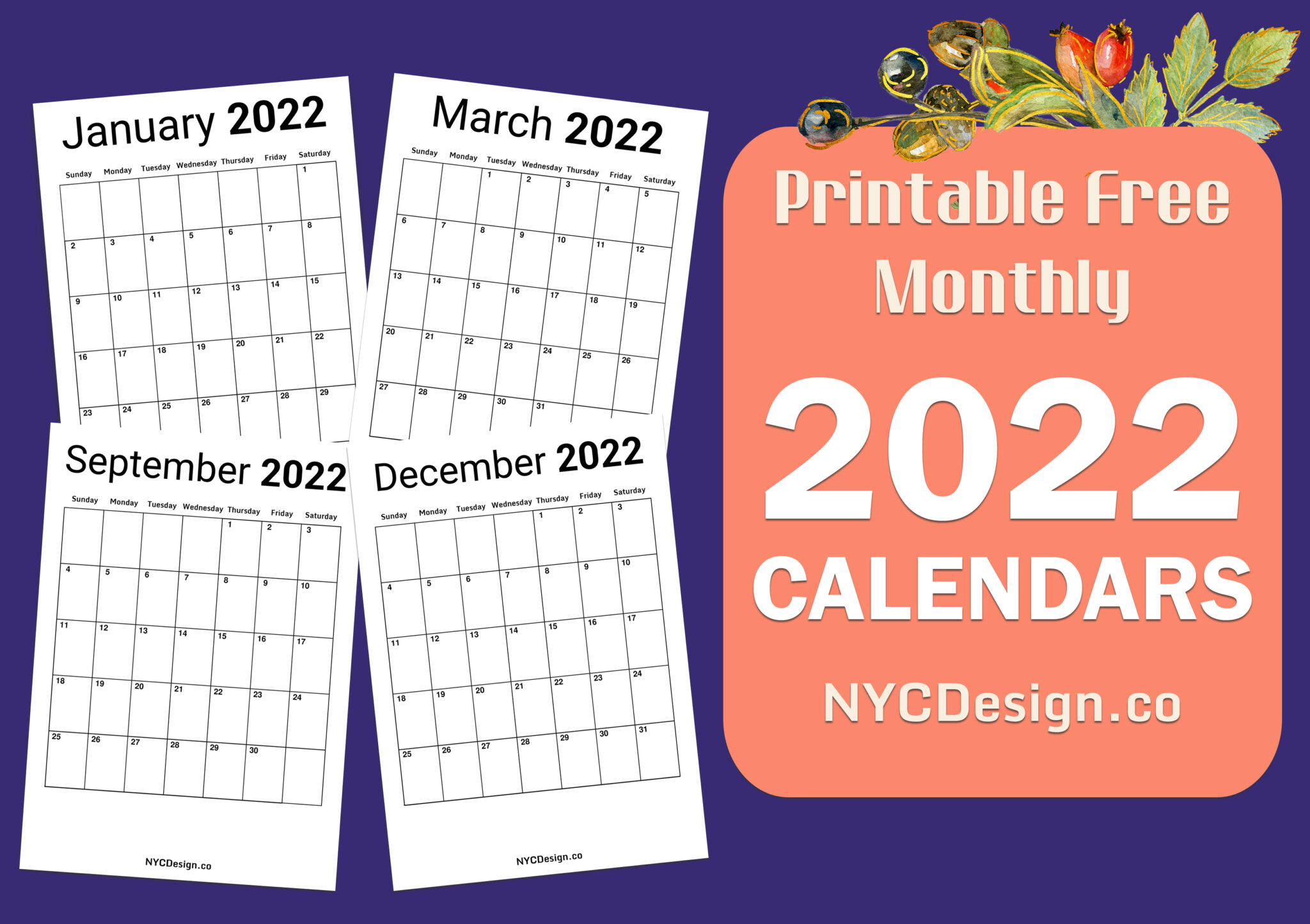 2022 Monthly Calendar & Planner, Modern Printable Free, Vertical ...