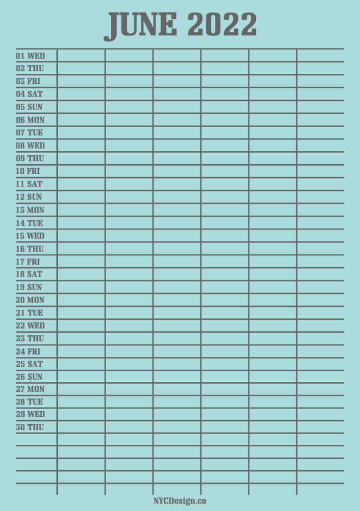 2022 Monthly Calendars, Planners, Printable Free, Turquoise – NYCDesign ...