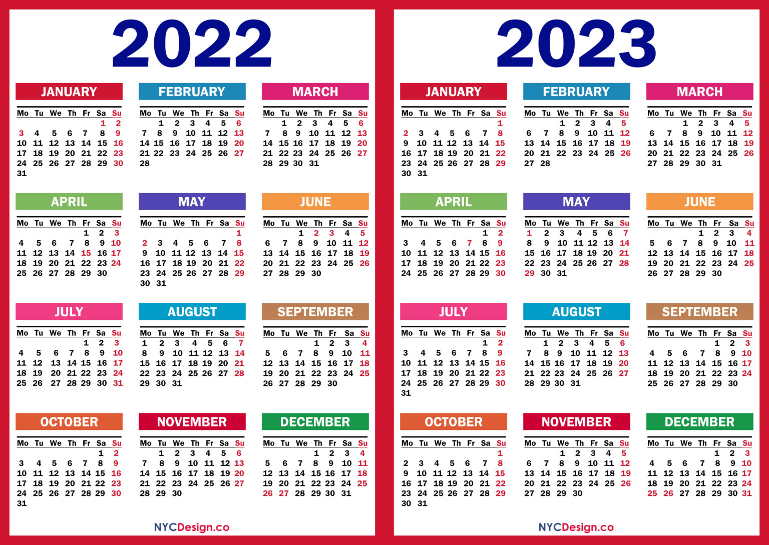 Two Year Calendars – NYCDesign.co: Printable Things