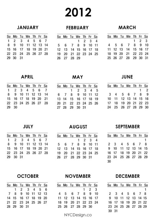 2012 Calendars – NYCDesign.co: Printable Things