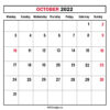 October 2022 Monthly Calendar, Planner with US Holidays, Printable – MS ...
