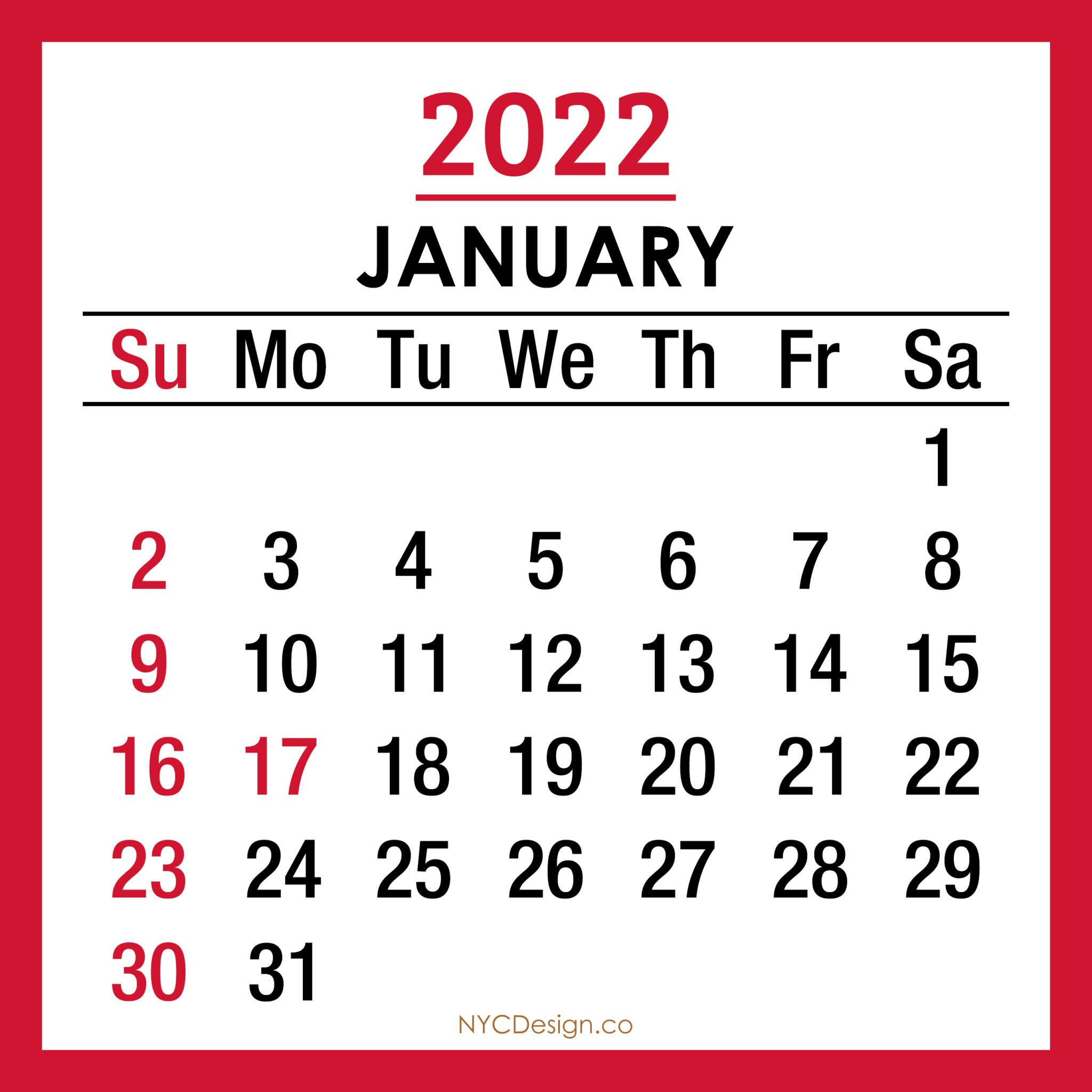 Dates of Federal Holidays for 2022 – NYCDesign.co: Printable Things