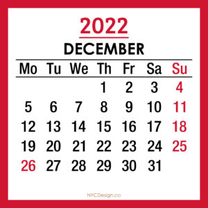 2022 Monthly Calendar with USA Holidays, Printable Free – Monday Start ...