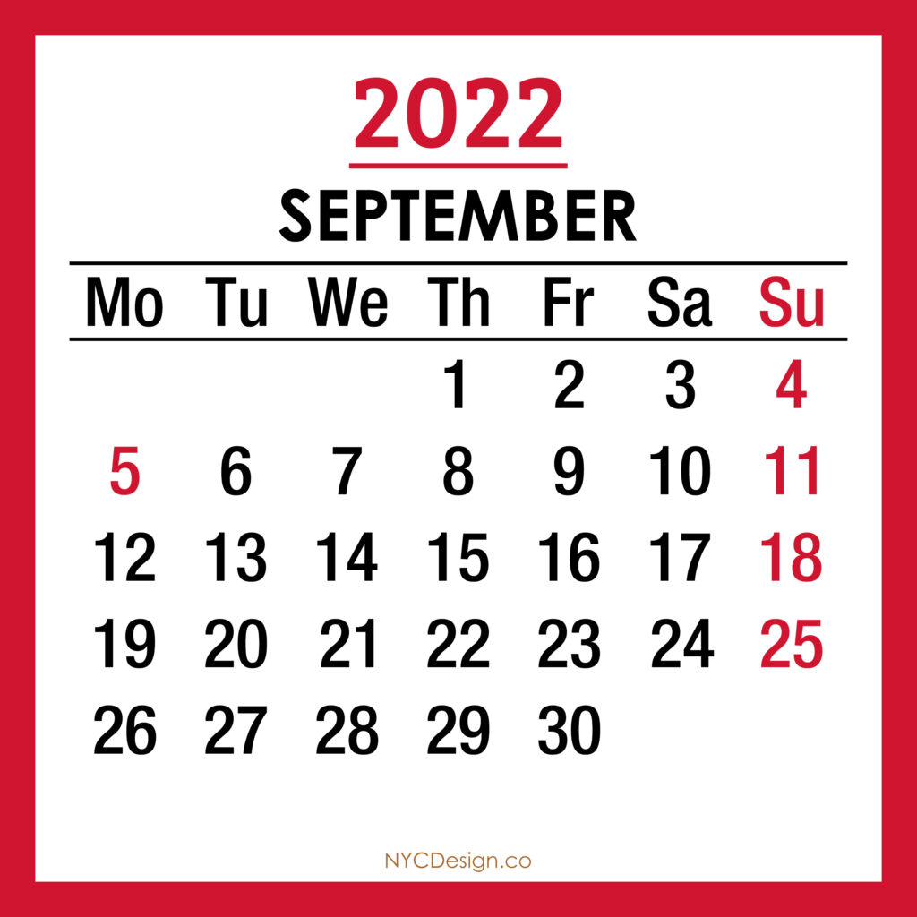 2022 Monthly Calendar with USA Holidays, Printable Free – Monday Start ...