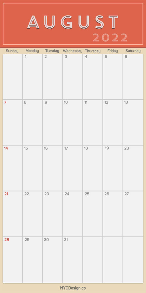 2022 August – Monthly Calendar, Planner, Printable Free – Sunday Start ...