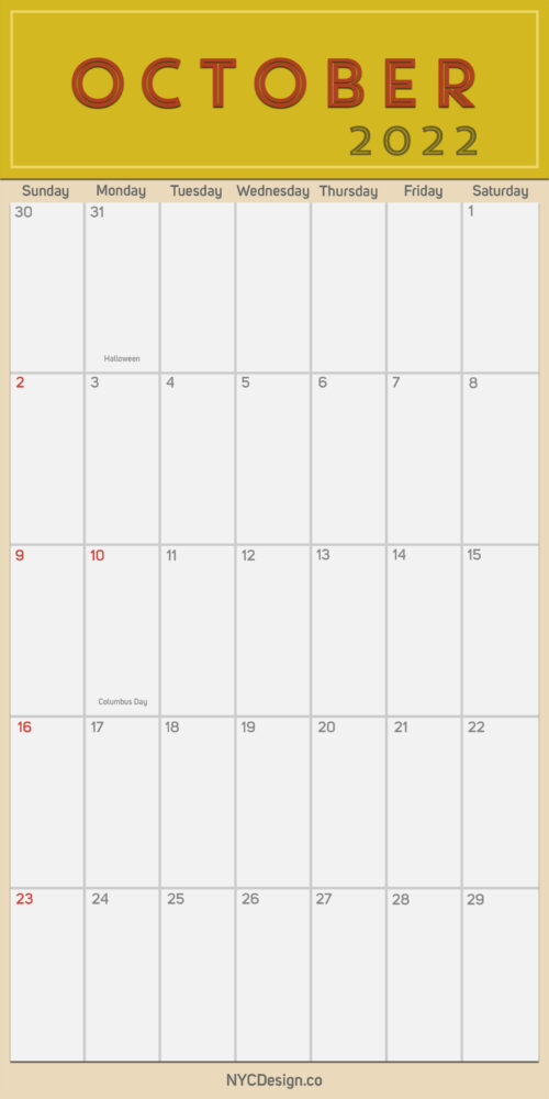 2022 October – Monthly Calendar, Planner, Printable Free – Sunday Start ...