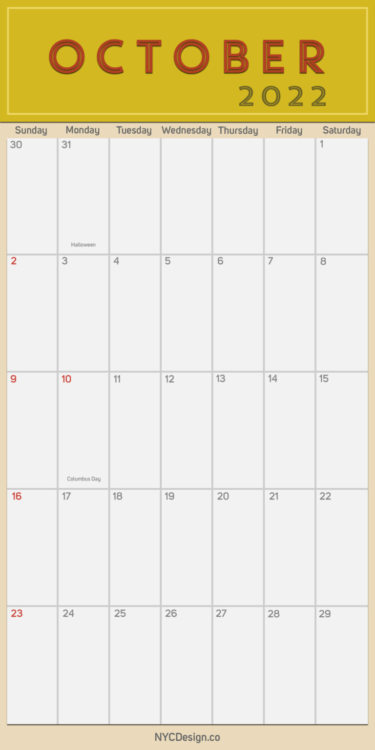 2022 October – Monthly Calendar, Planner, Printable Free – Sunday Start ...