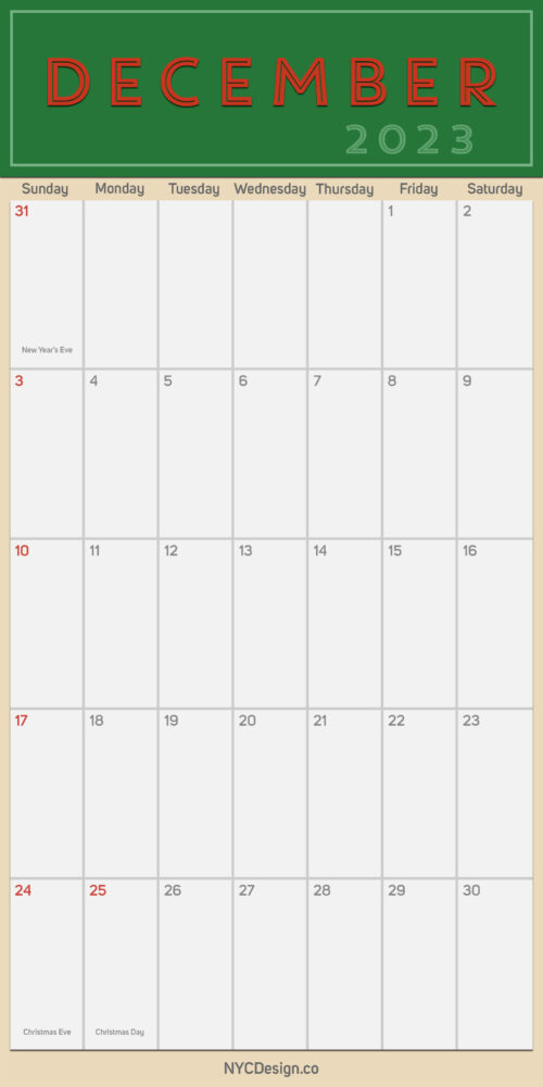 2023 December – Monthly Calendar with US Holidays, Planner, Printable ...