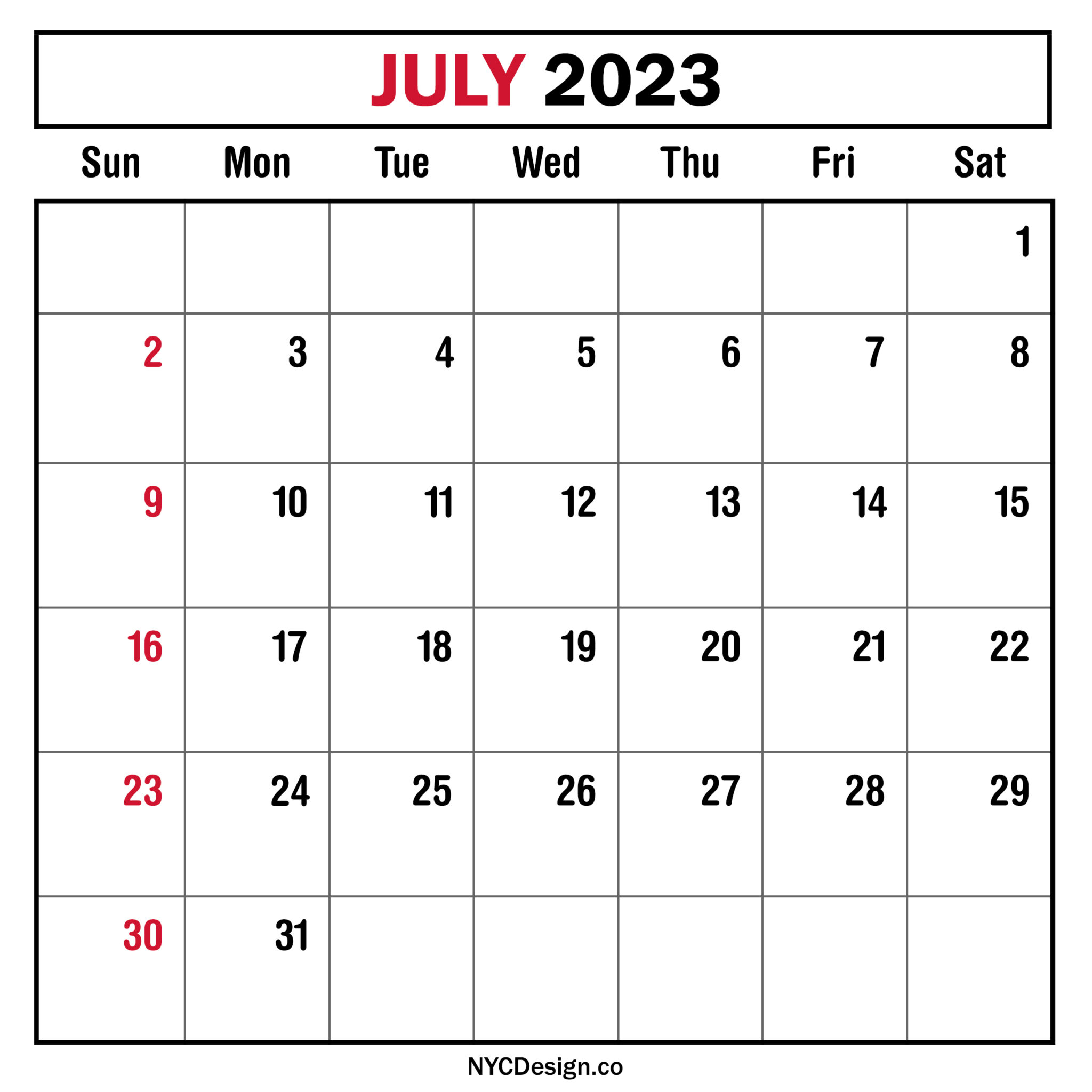 July 2023 Monthly Calendar Planner Printable Free Sunday Start July 2023 Monthly Calendar Planner Printable Free Sunday Start