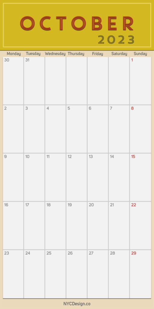 2023 October – Monthly Calendar, Planner, Printable Free – Monday Start ...