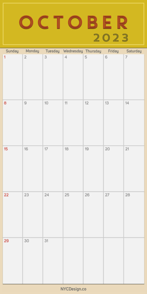 2023 October – Monthly Calendar, Planner, Printable Free – Sunday Start ...