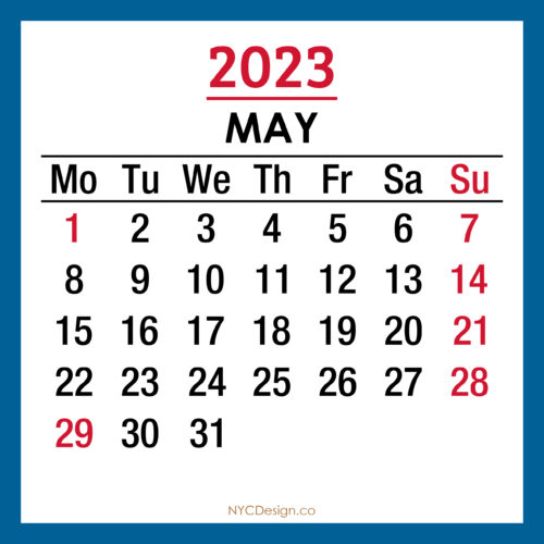2023 Monthly Calendar with UK Holidays, Printable Free – Blue ...