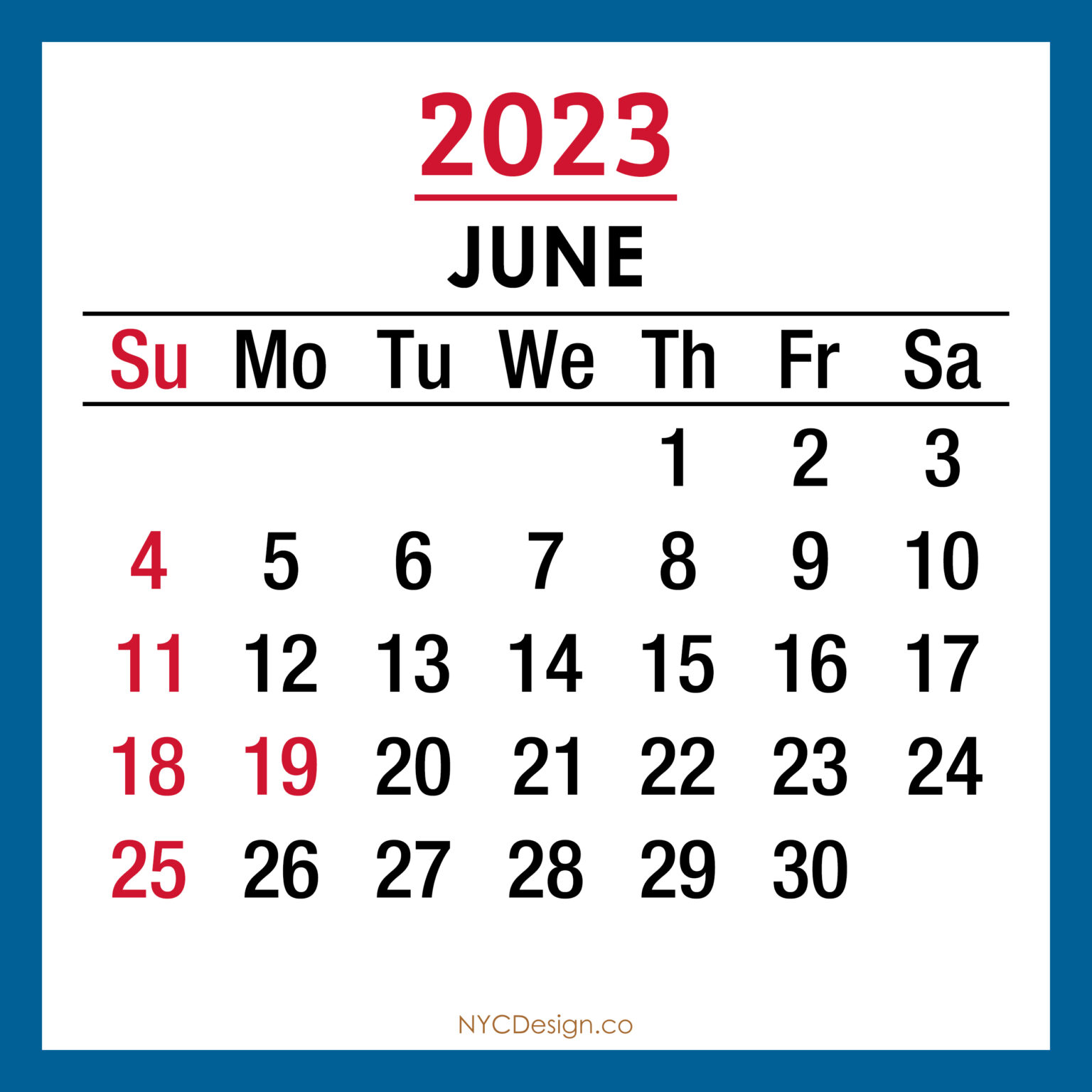 2023 Monthly Calendar with US Holidays, Printable Free – Blue ...