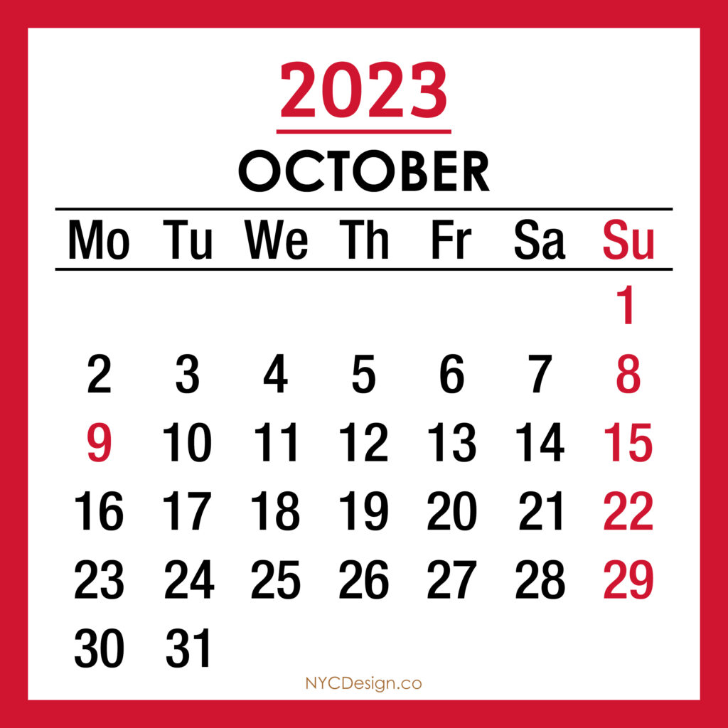 2023 Monthly Calendar with US Holidays, Printable Free – Monday Start ...