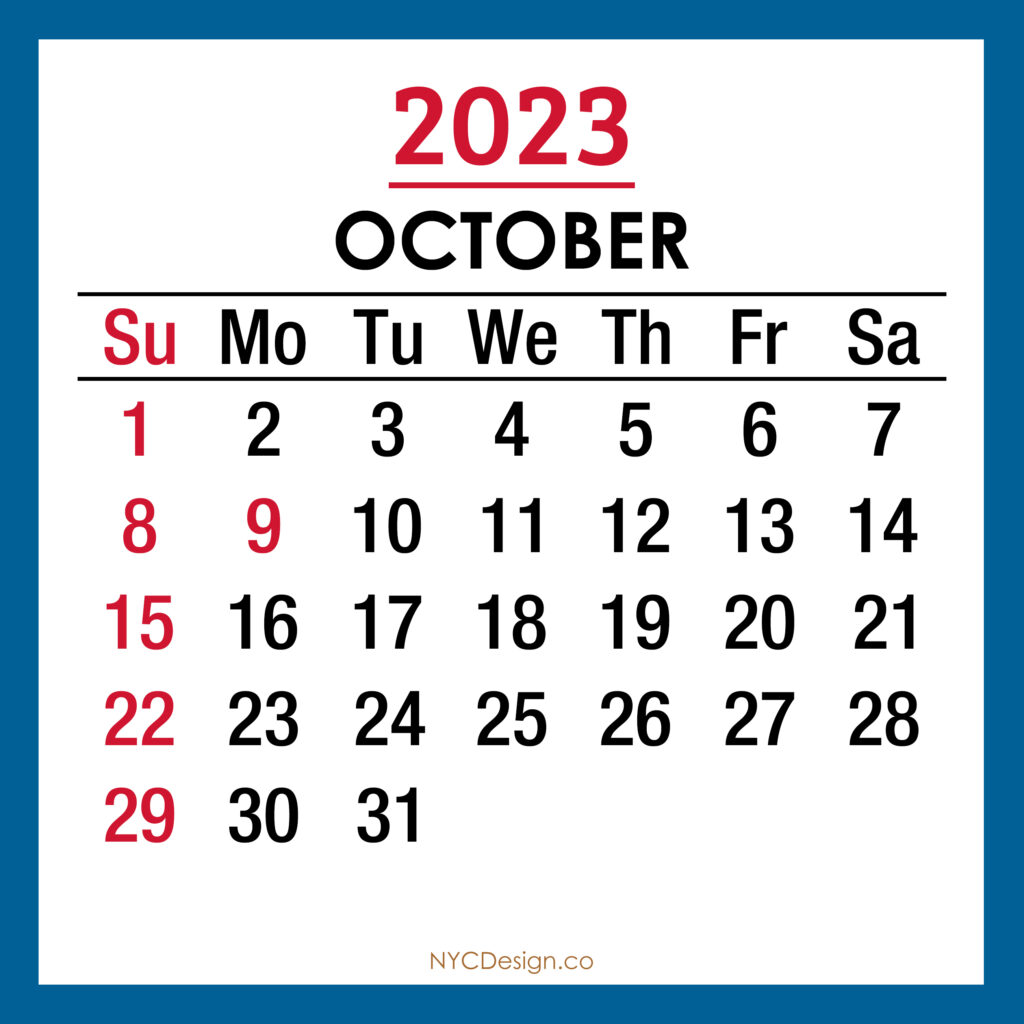 2023 Monthly Calendar with US Holidays, Printable Free – Blue ...