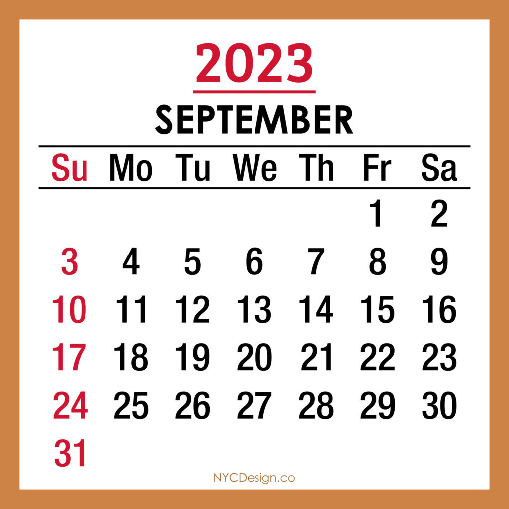 2023 Monthly Calendar, Printable Free – Sunday Start, Beige – NYCDesign ...